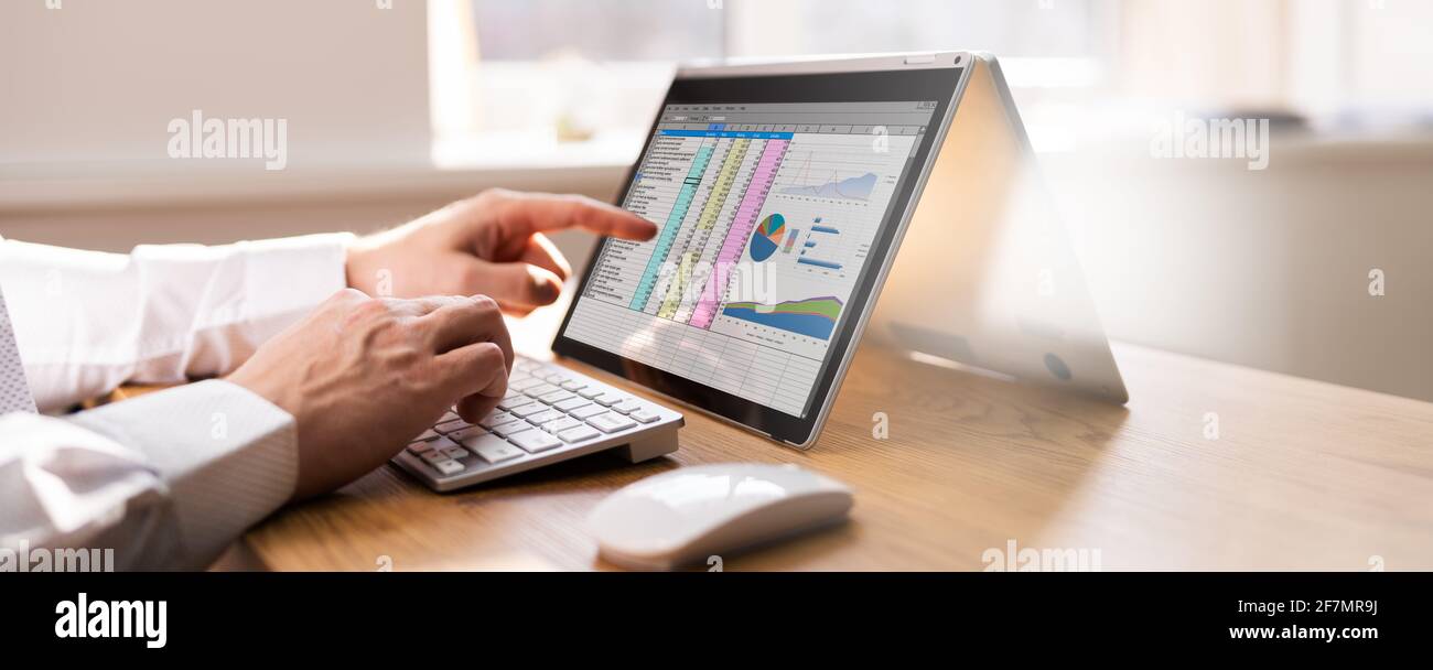 Spreadsheet Business Data Analyst Using Computer Screen Stock Photo - Alamy