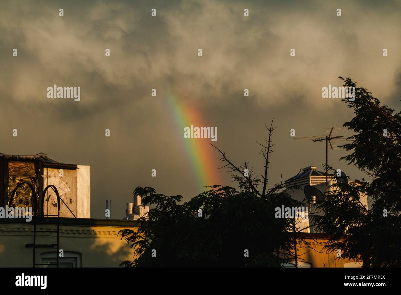 A double rainbow over apartment buildings in Brooklyn Stock Photo - Alamy