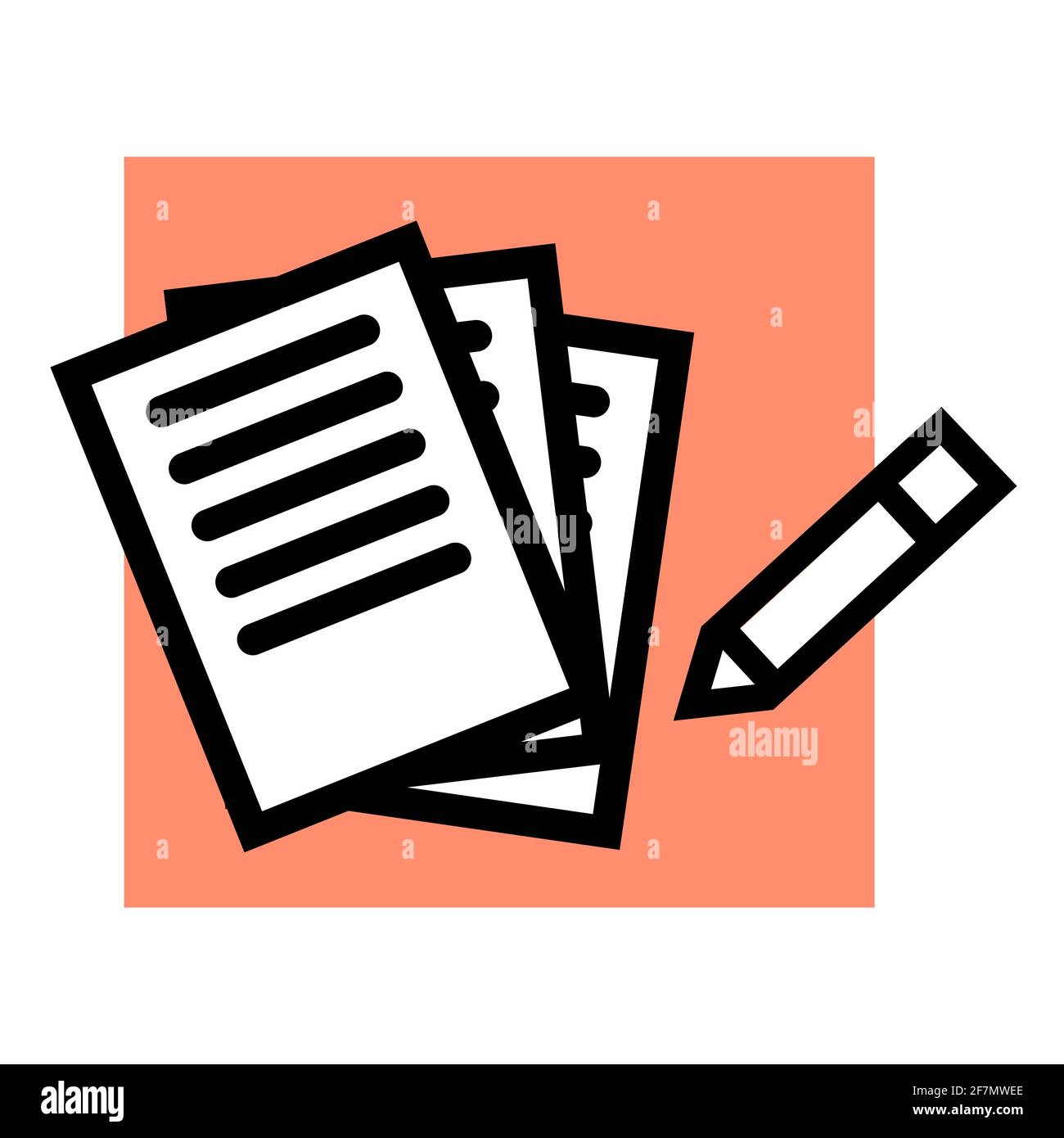 Paper business documents and pen for signing. Vector illustration icon ...