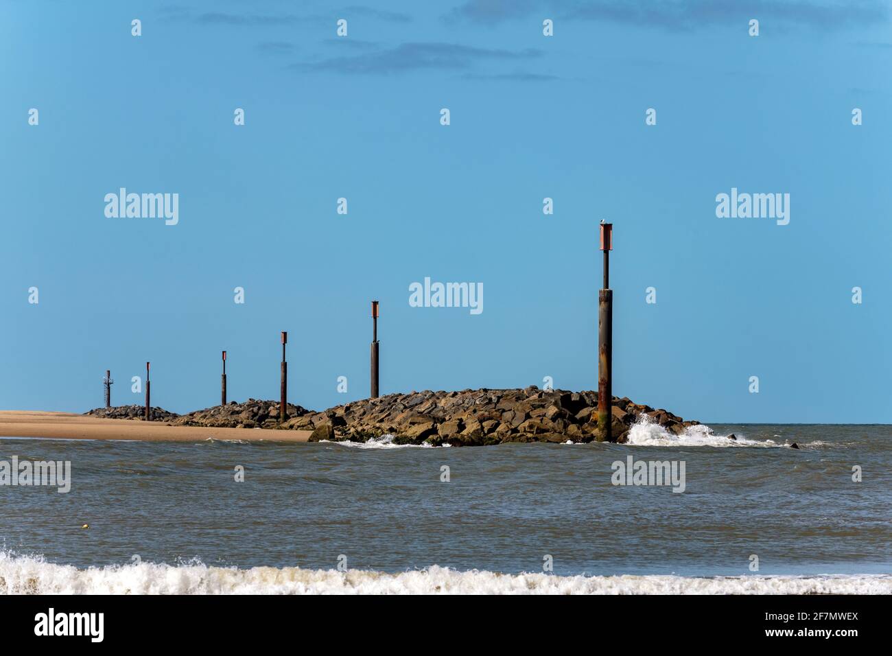 Artificial rock reefs Sea Palling Norfolk UK Stock Photo - Alamy
