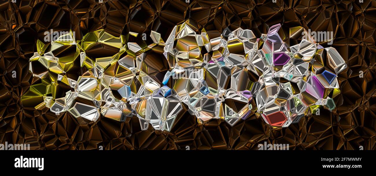 Wonderful abstract illustrated glass object 3D panorama design Stock ...