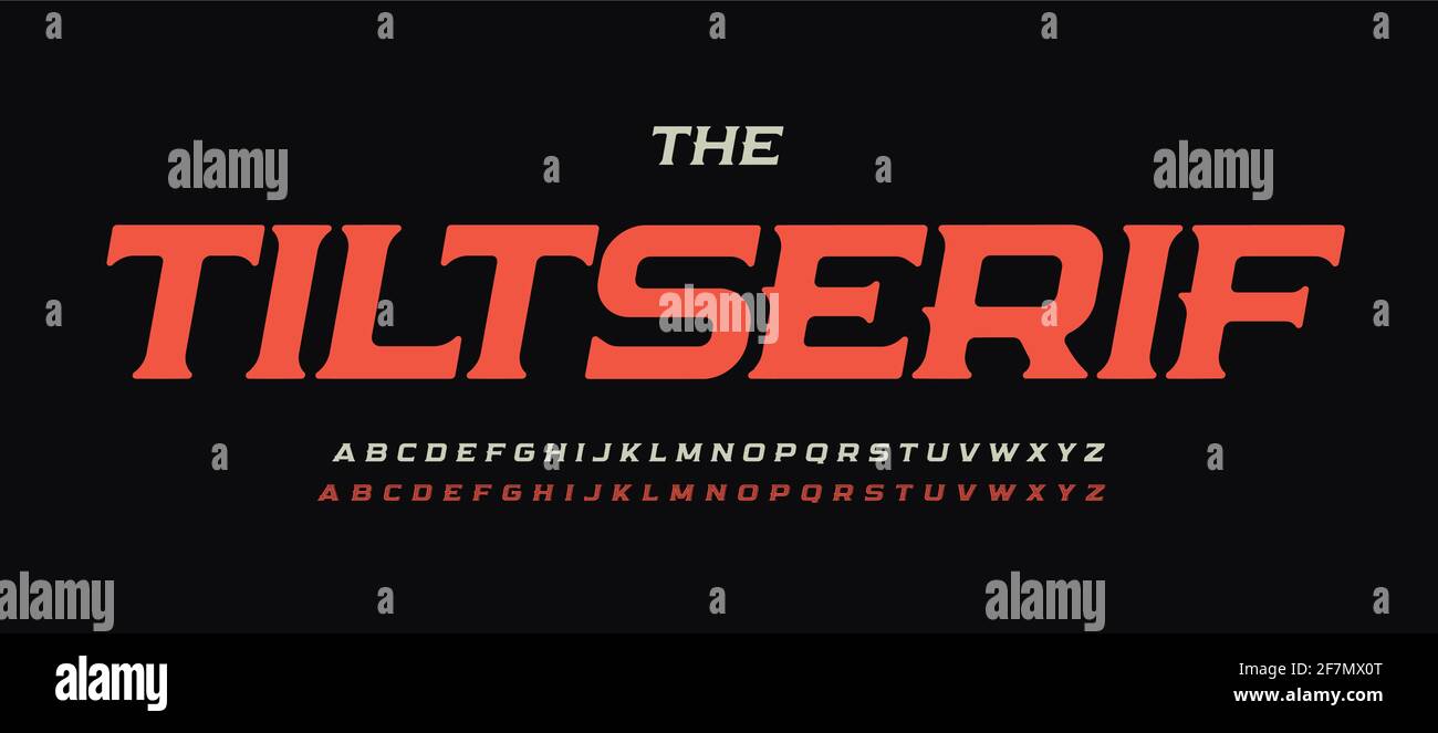 Tilt letters serif font italic font vector typographic design Stock ...