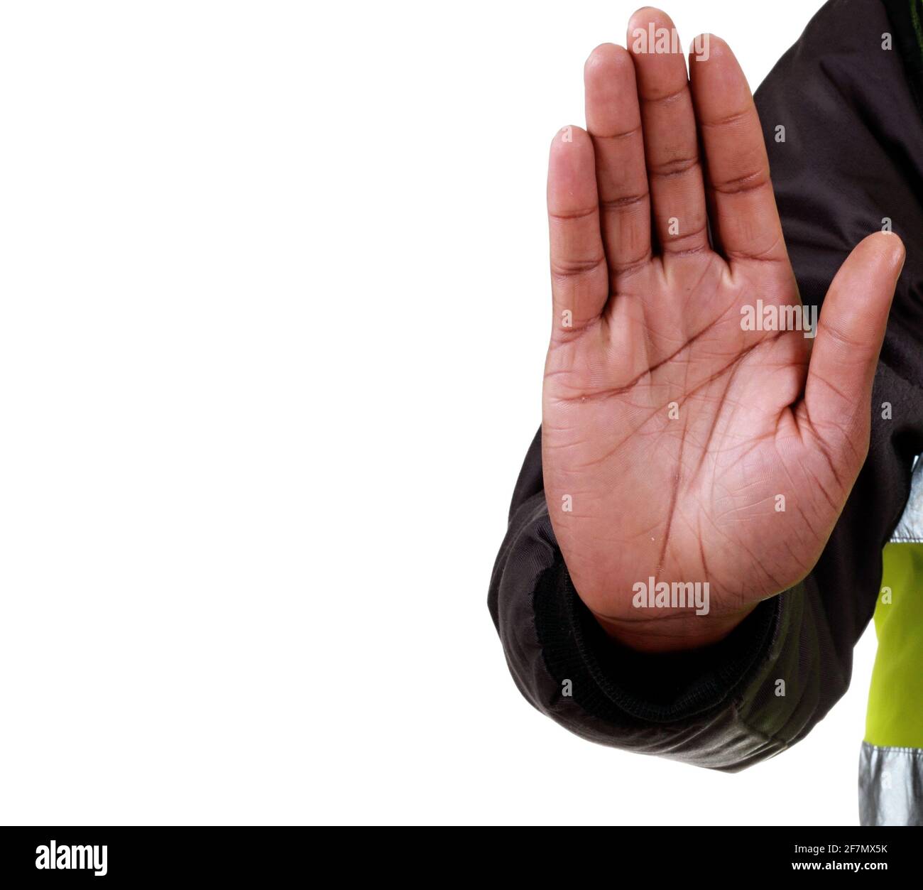 hand showing stop gesture on white background stock photos Stock Photo ...