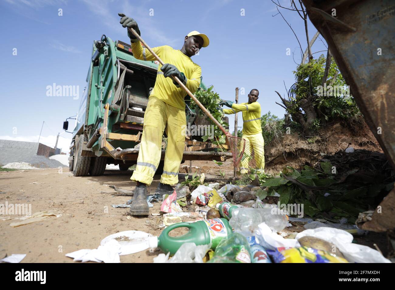 camacari, bahia / brazil - april 4, 2019: Garbage trucks next to the ...