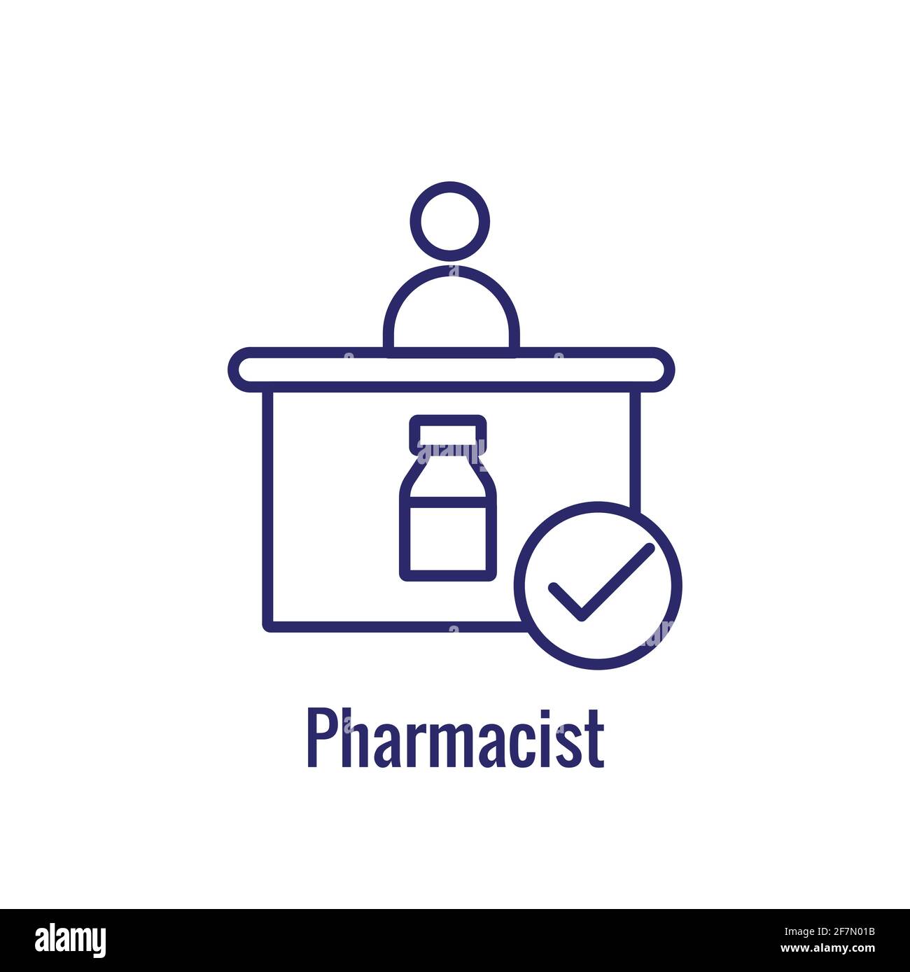 Pharmacy icon w an aspect of the pharma business - outline icon Stock ...