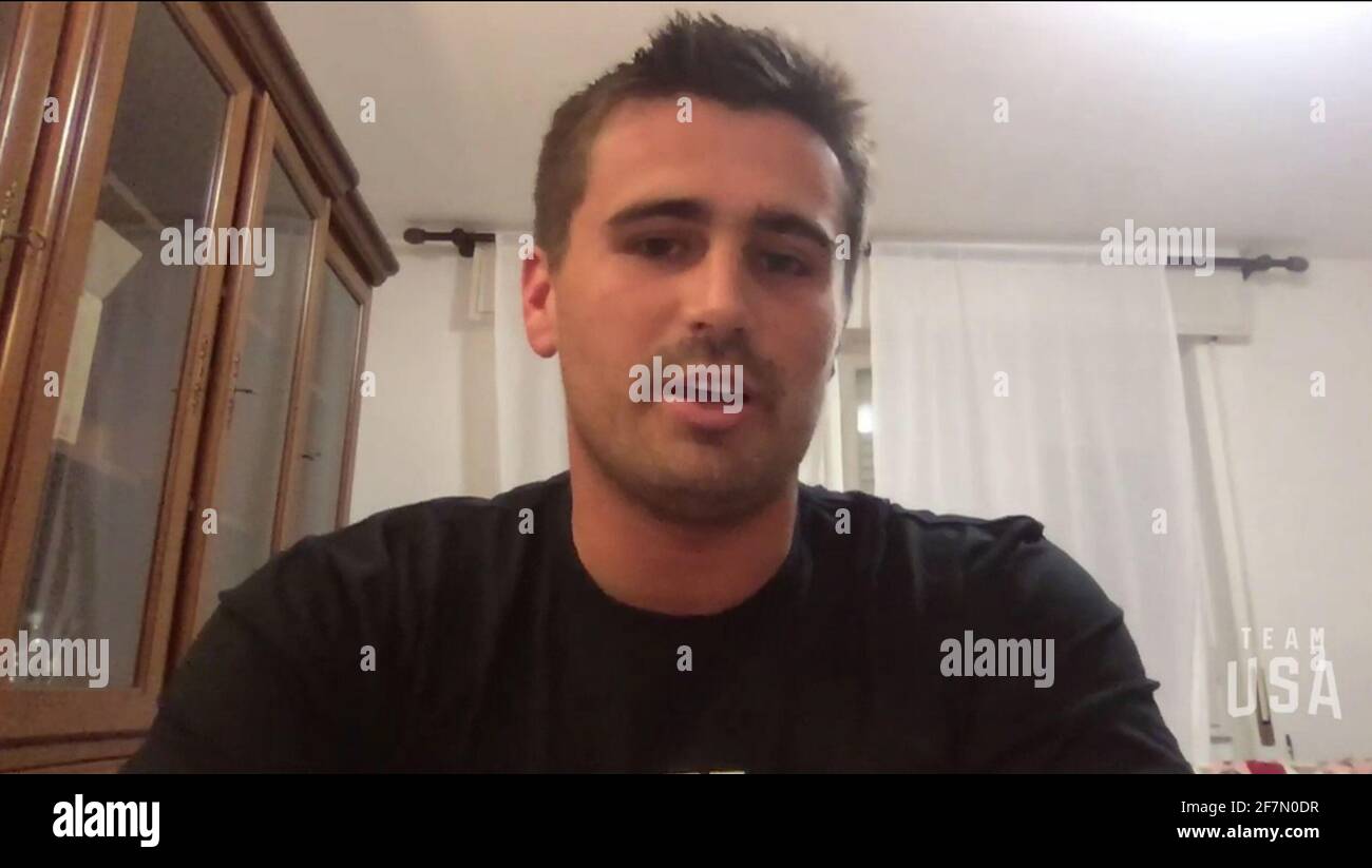 Ben Hallock, Water Polo, One-time Olympian, Stanford University seen in a screenshot as the ...