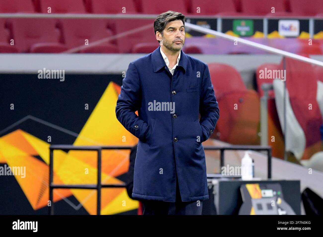 AMSTERDAM, NETHERLANDS - APRIL 8: coach Paulo Fonseca of AS Roma during ...
