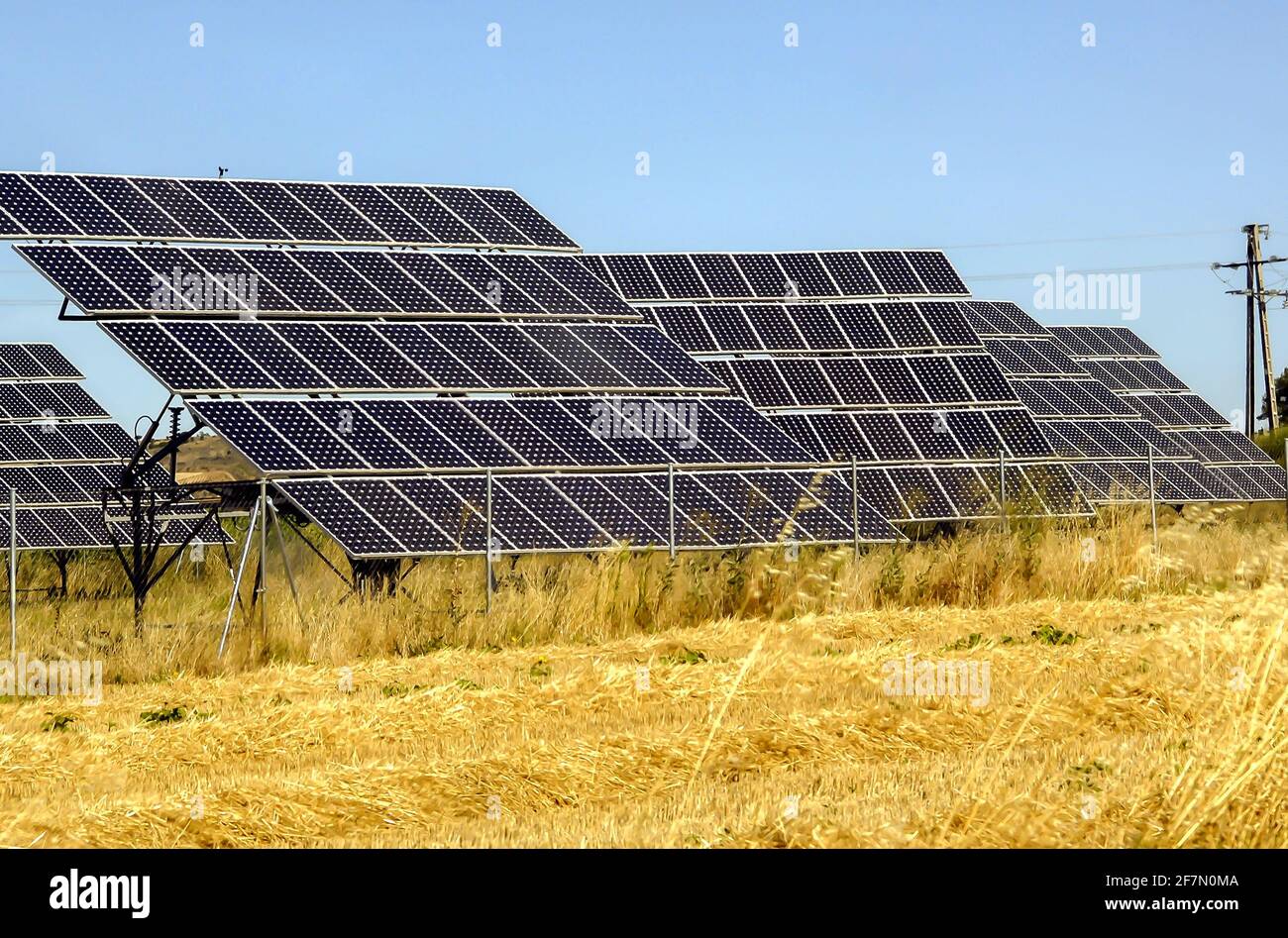 Solar panels, photovoltaic plant under the sky in a rural area of ...