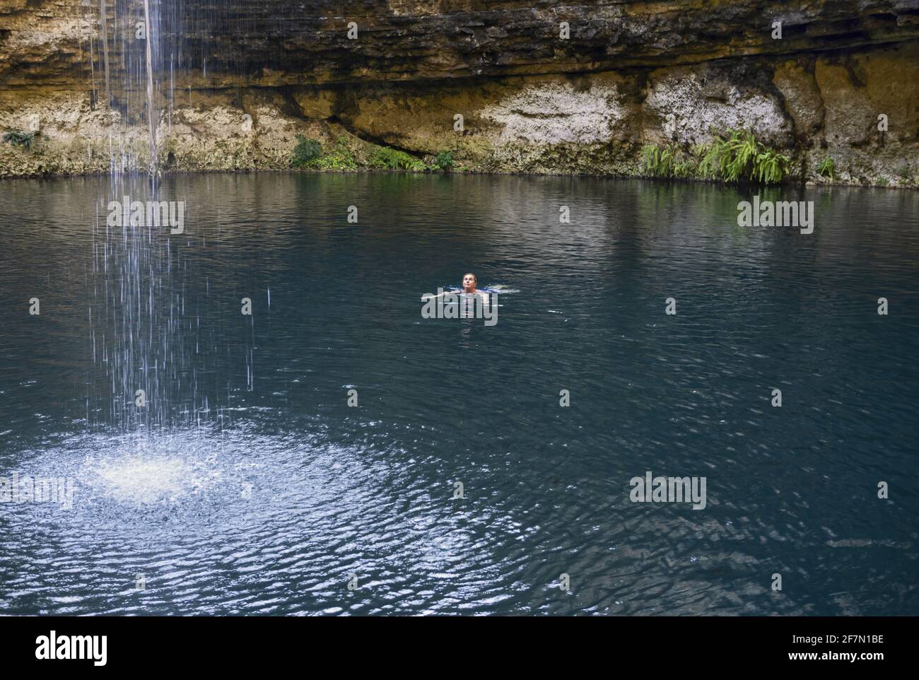 Swimming in a lake (cenote) in Mexico Stock Photo - Alamy