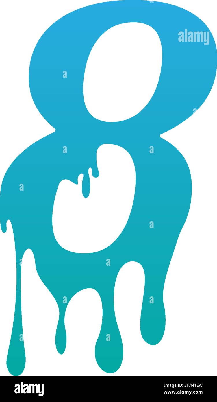 Melting Number 8 icon logo design template vector Stock Vector Image ...