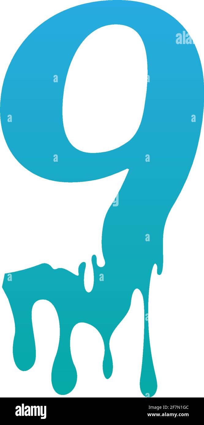 Melting Number 9 icon logo design template vector Stock Vector Image ...