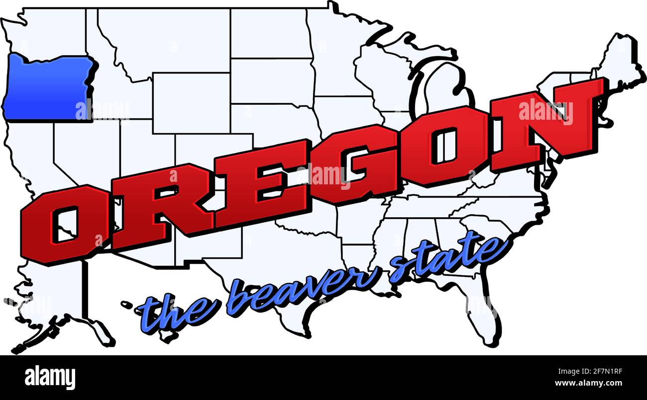 Oregon state. Vector illustration with US oregon state on american map ...