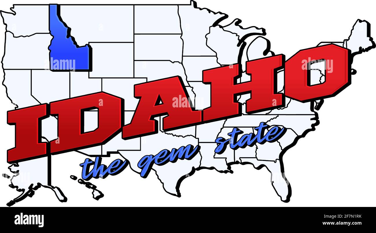 Idaho state. Vector illustration with US idaho state on american map ...