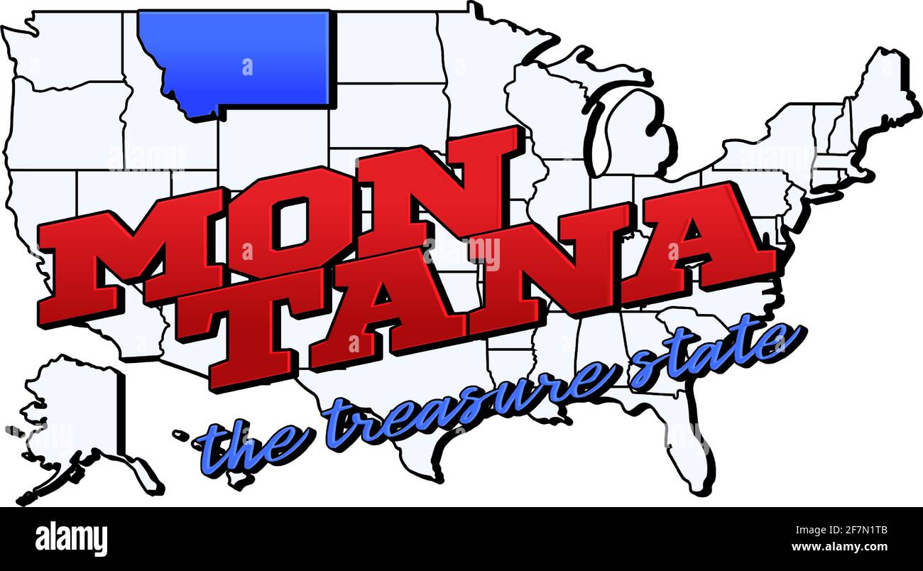 Montana state. Vector illustration with US montana state on american ...