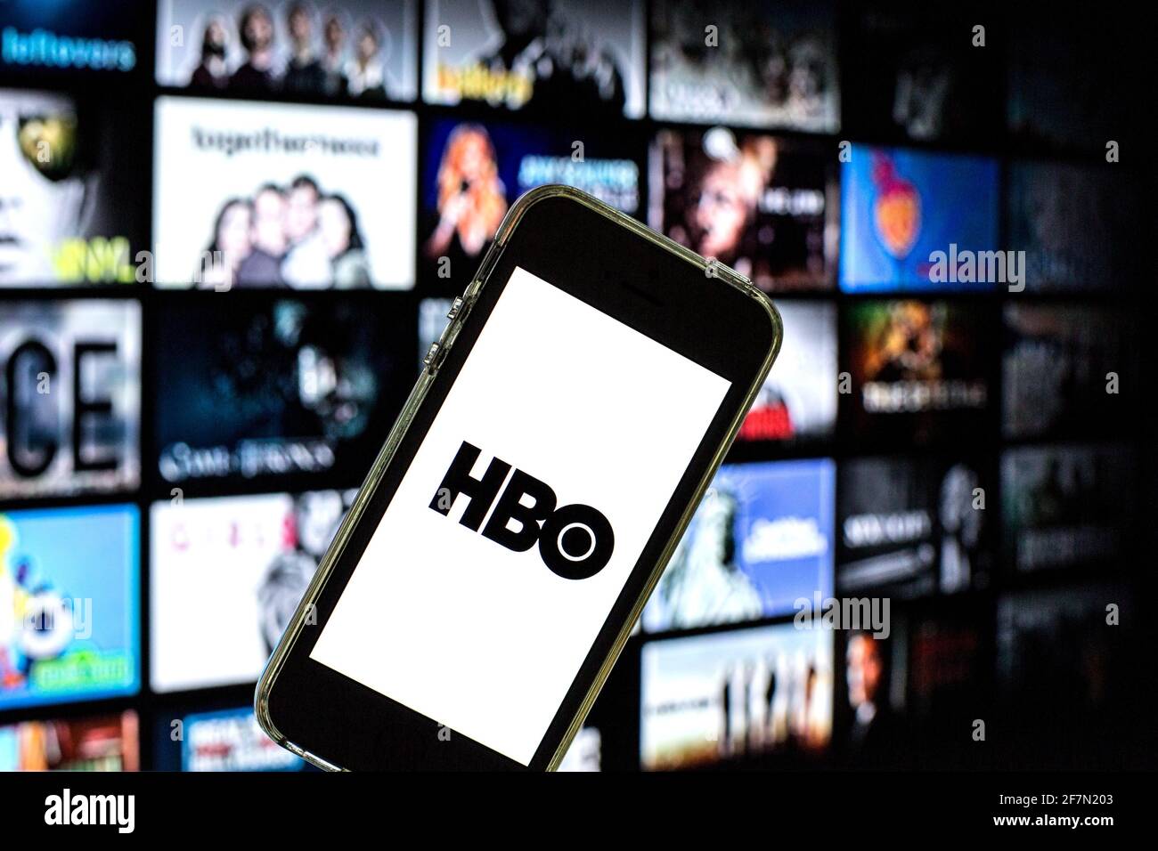 In this photo illustration the HBO app seen displayed on a smartphone ...