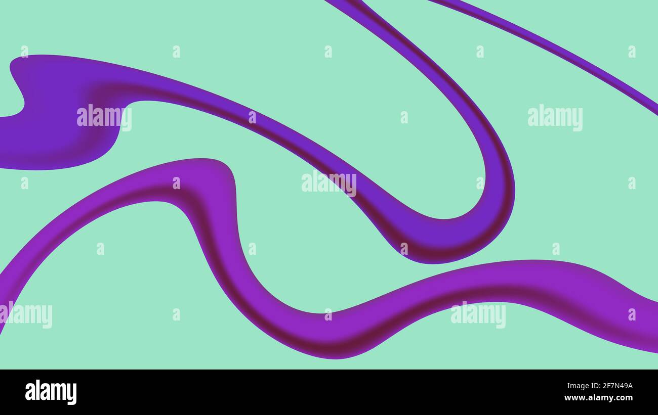 Abstract design template with dark violet wavy curves on pale green ...