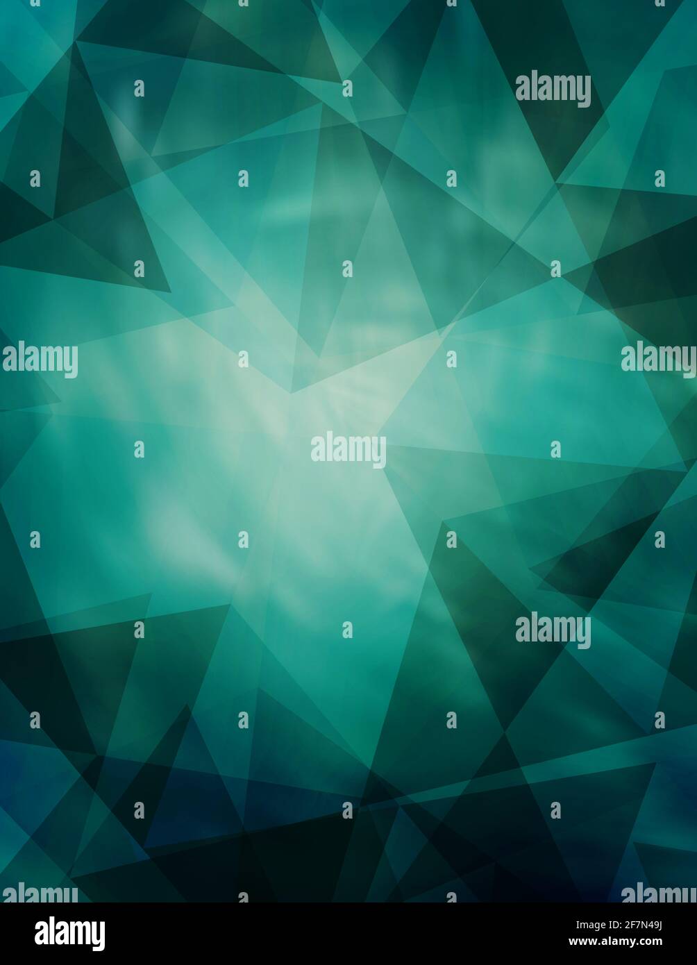 Abstract teal background with dark triangles. Vertical raster graphic ...