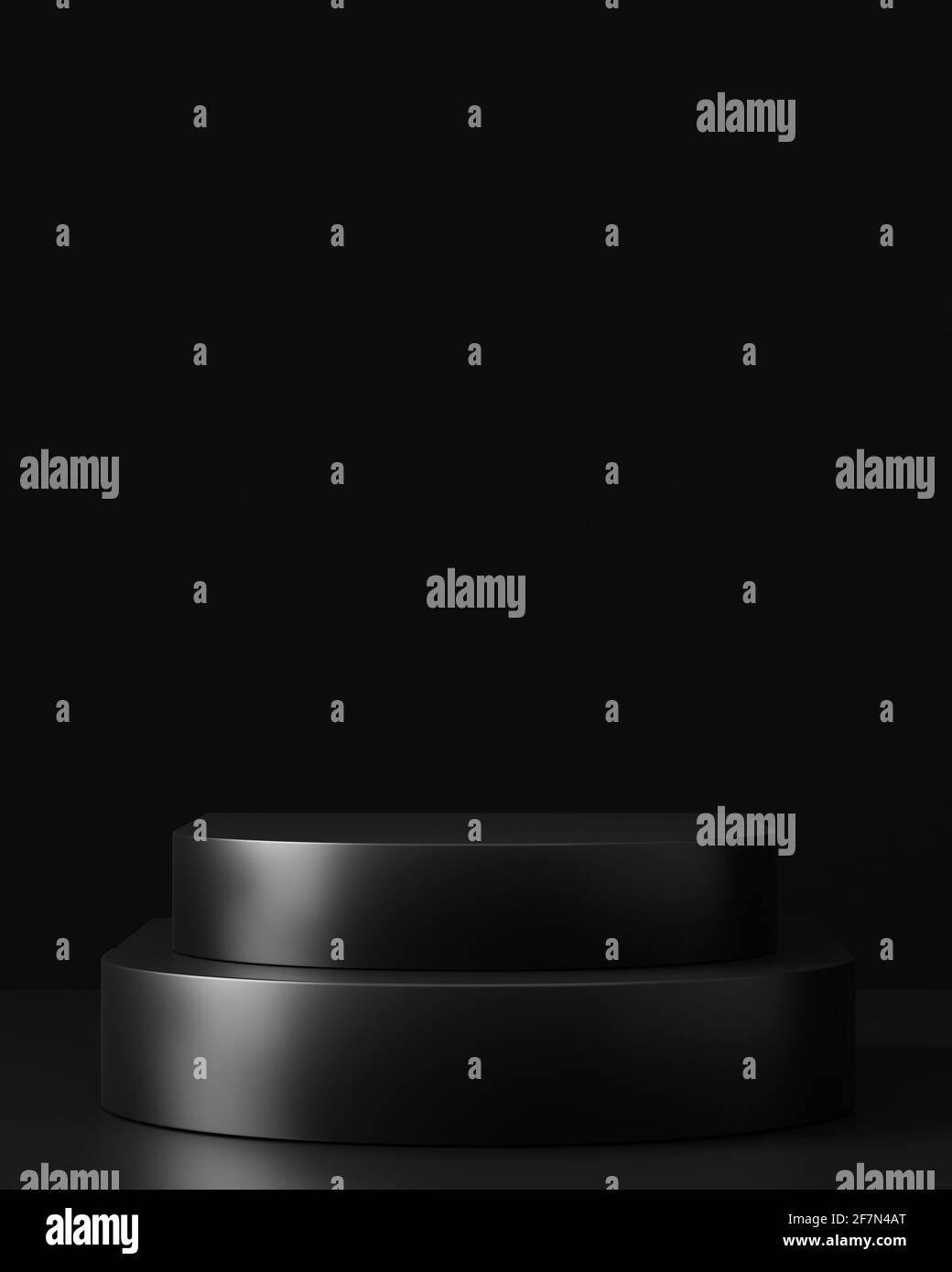 Modern black podium for product showcase. Cylinder shapes pedestal ...