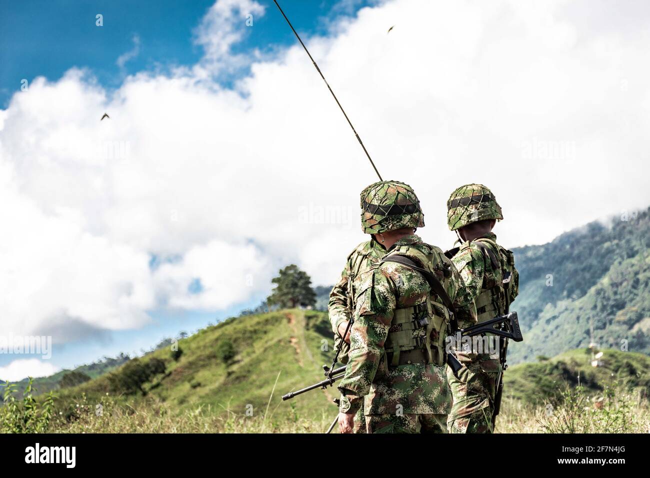 Colombian soldiers during a military operation in the mountains of ...