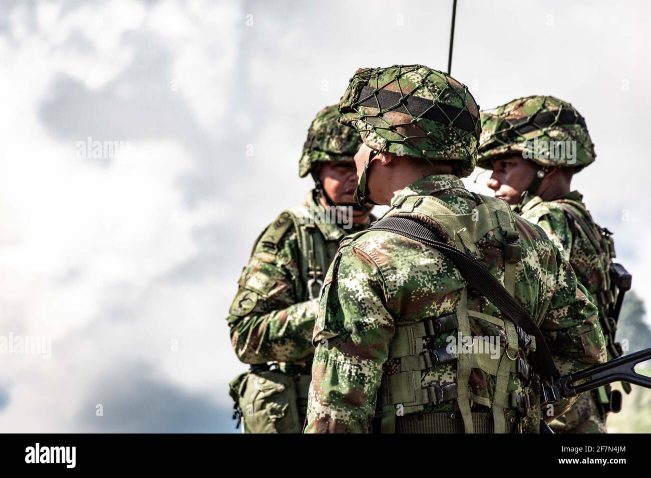 Colombian soldiers during a military operation in the mountains of ...