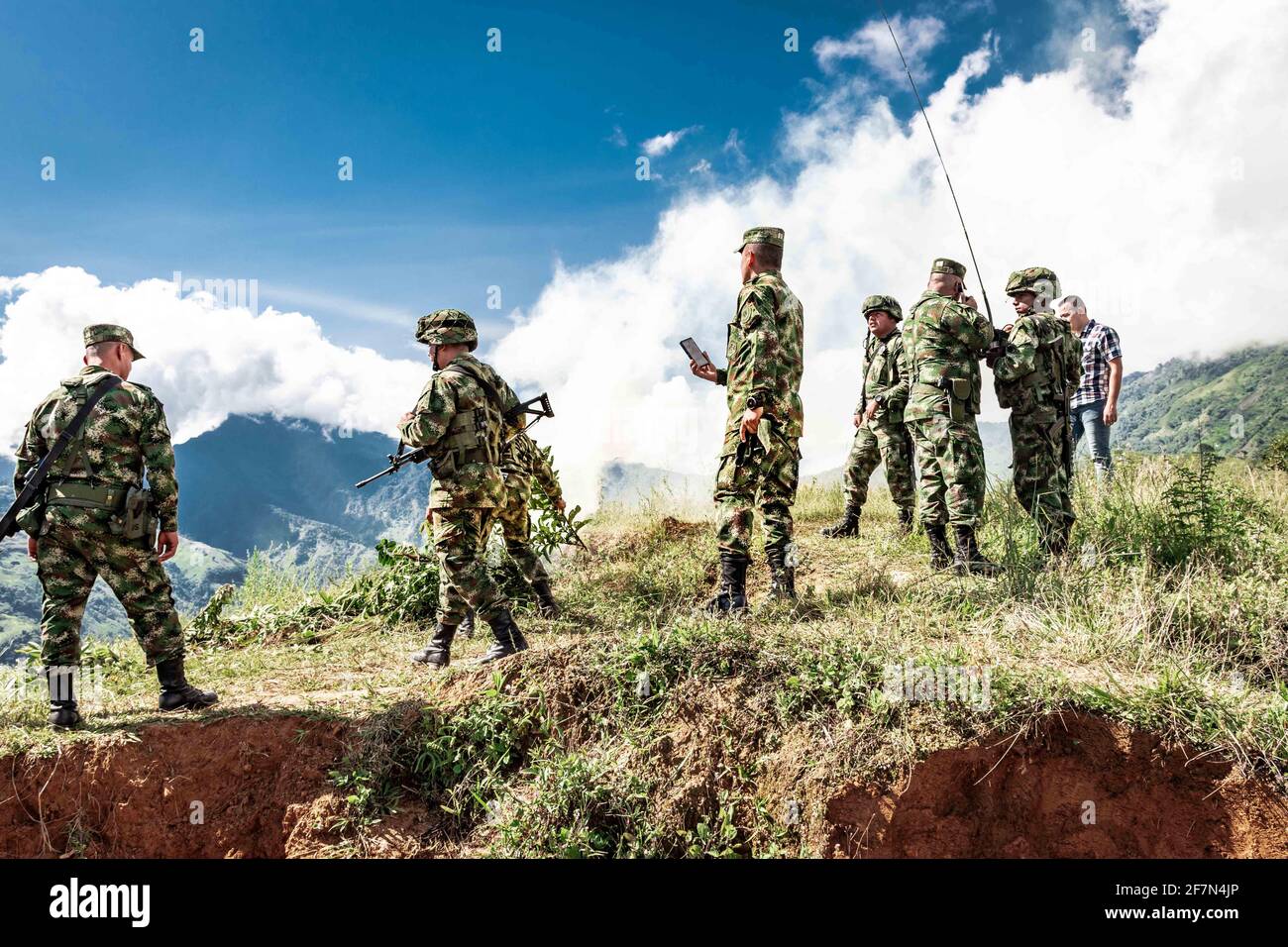 Colombian soldiers during a military operation in the mountains of ...