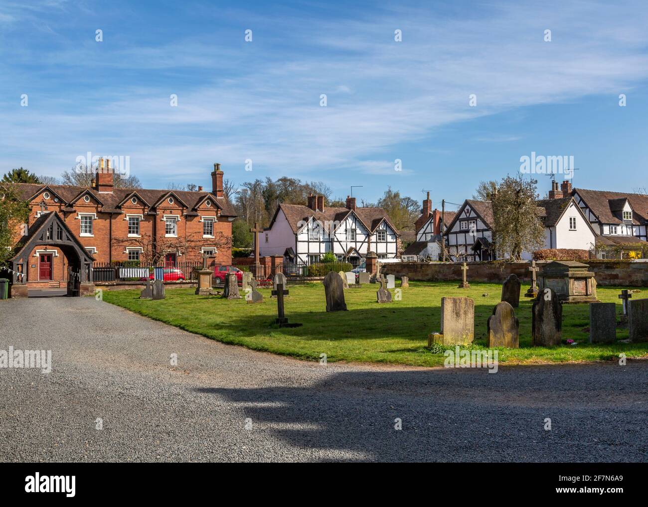 Main road through the centre of Ombersley, Worcestershire, England ...