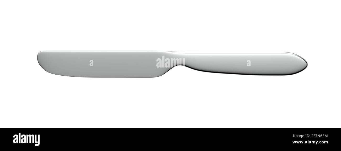 Silver knife isolated on white. 3d illustration. Single object Stock ...