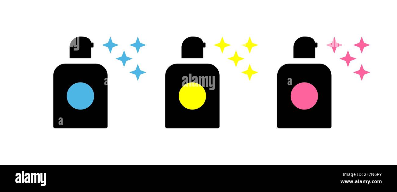 Perfume or air fresher bottles icon set. Perfumery symbols isolated on ...