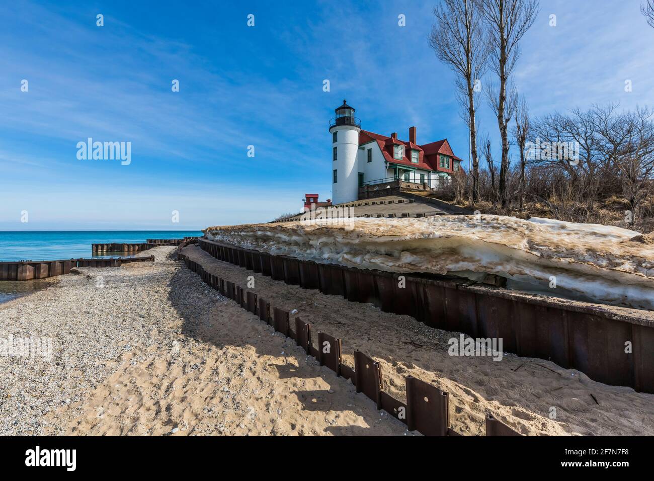 Point Betsie Lighthouse near Frankfort, Michigan, located along Lake ...