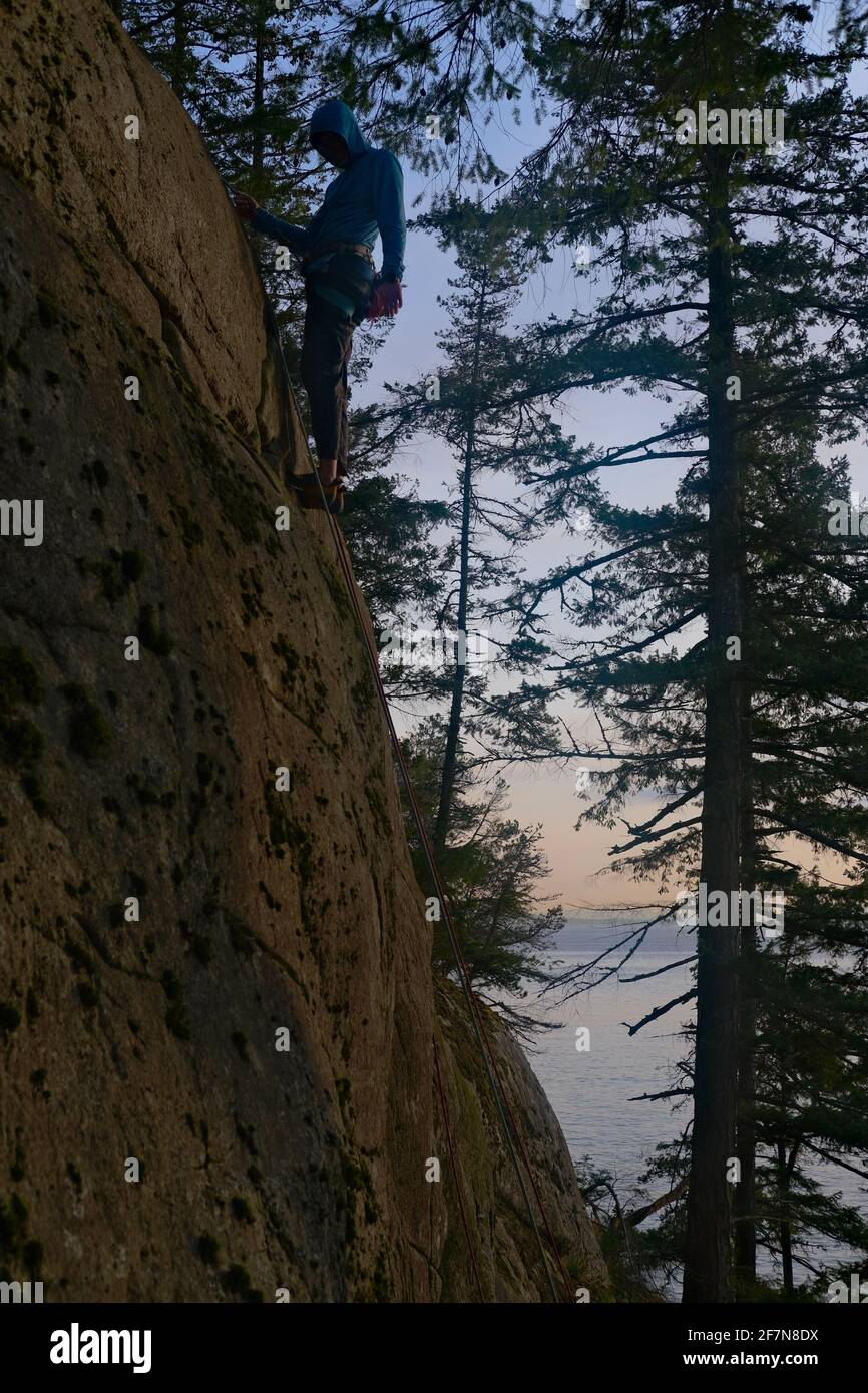 Rock climbing Arbutus Valley at Lighthouse Park, West Vancouver, Ca ...