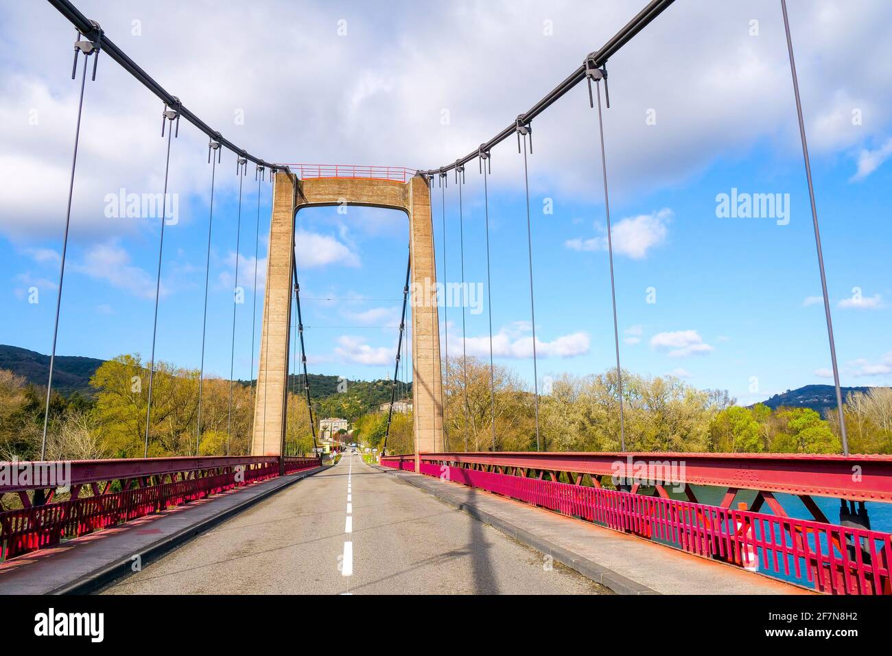 Bridge across the river Rhone, joining Viviers (Ardeche) and ...