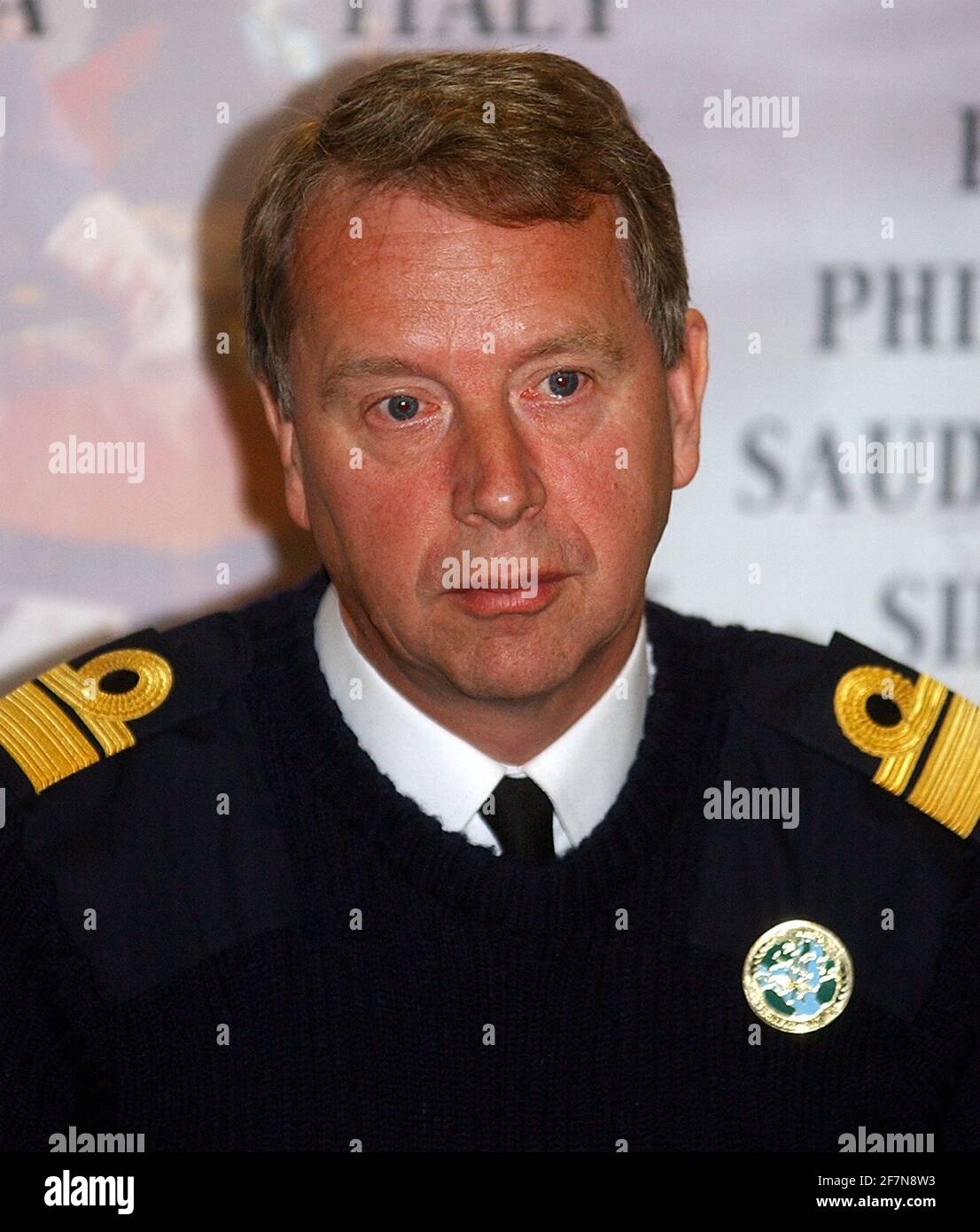 TASK FORCE COMMANDER REAR ADMIRAL DAVID SNELSON AT THE PRESS CONFERENCE ...