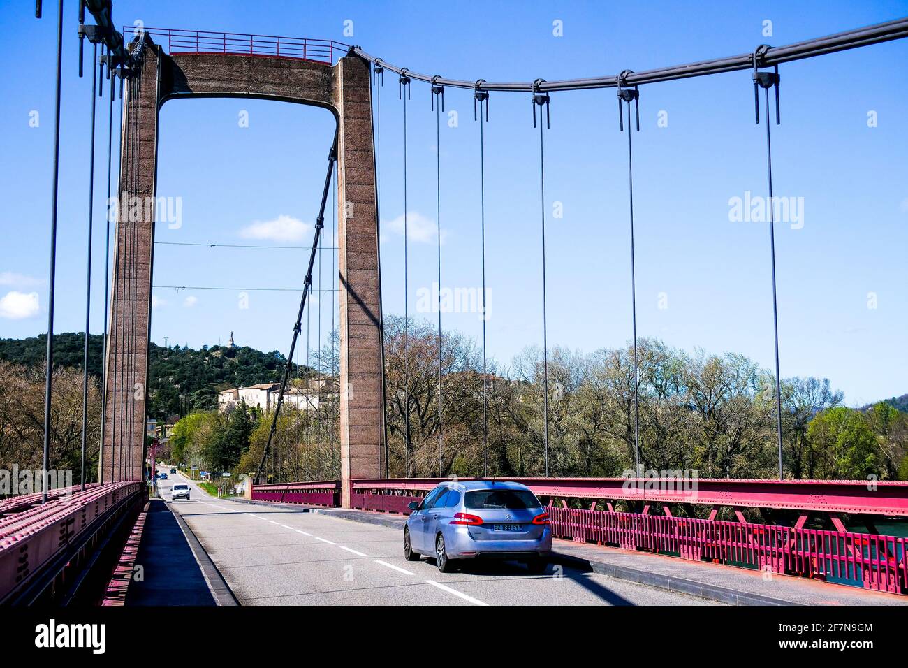 Bridge across the river Rhone, joining Viviers (Ardeche) and ...