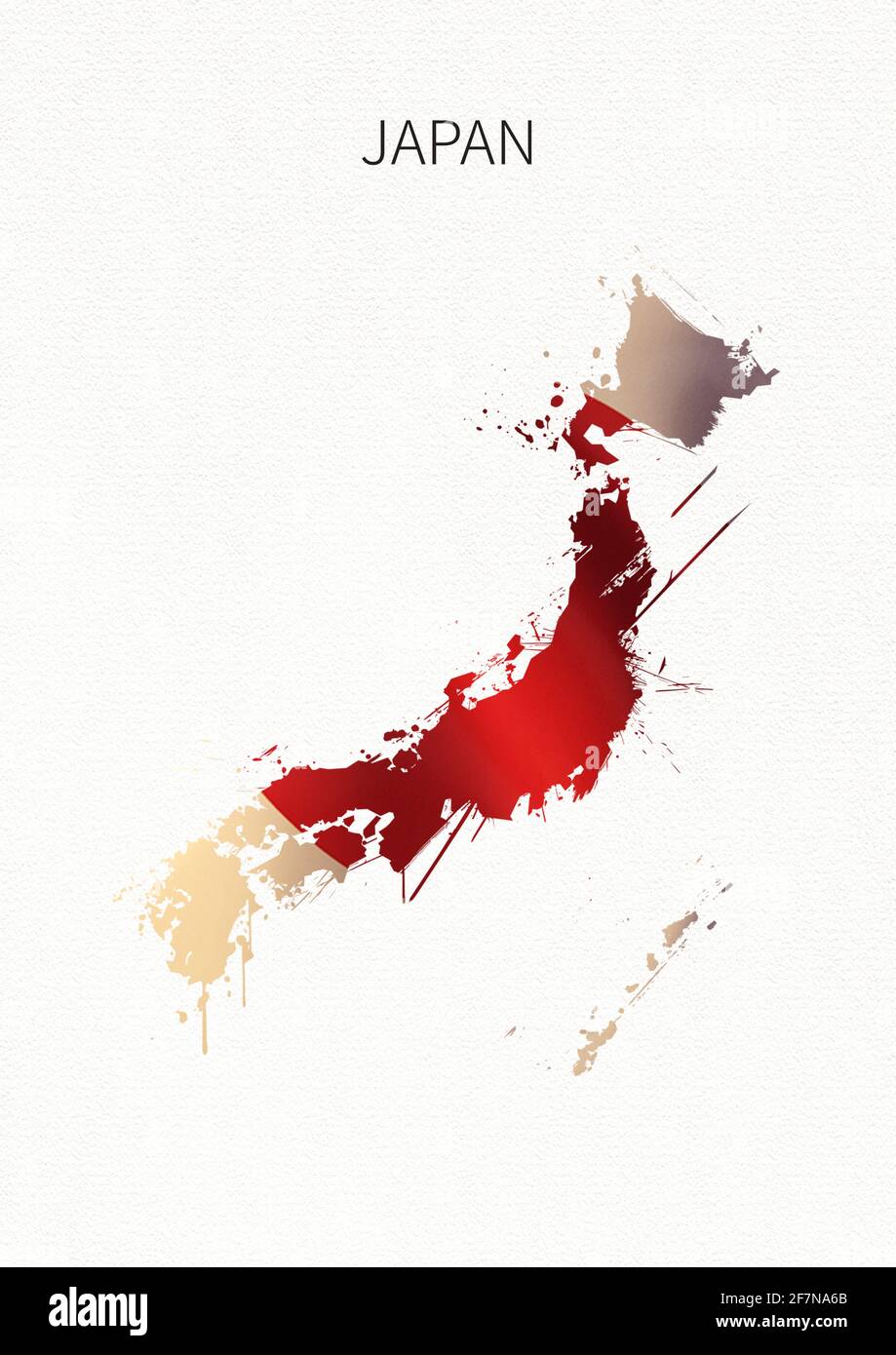 Japan maps and flags. National symbols of watercolor style Stock Photo ...