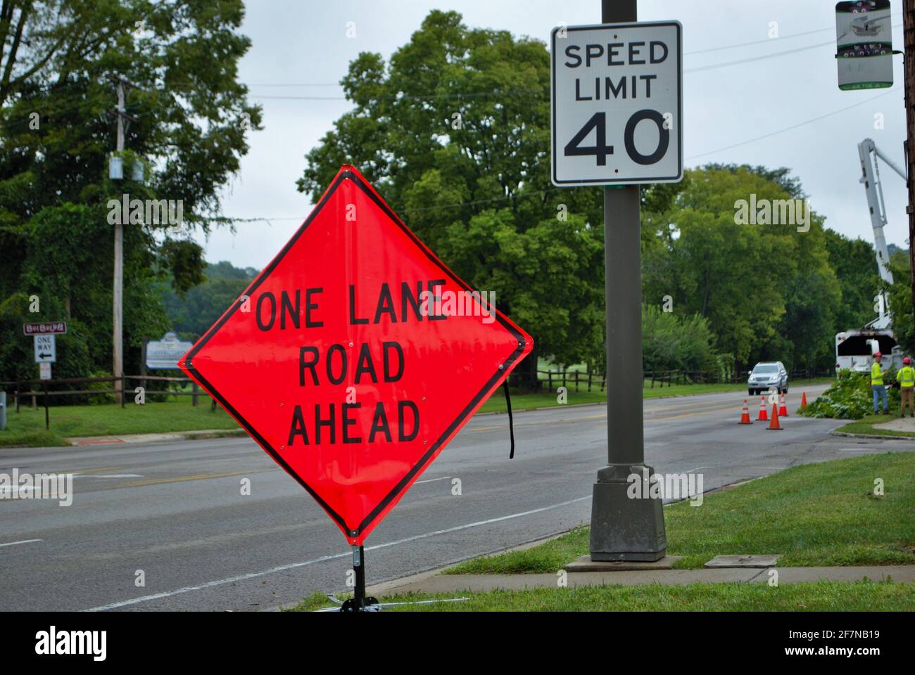 Construction One Way Sign