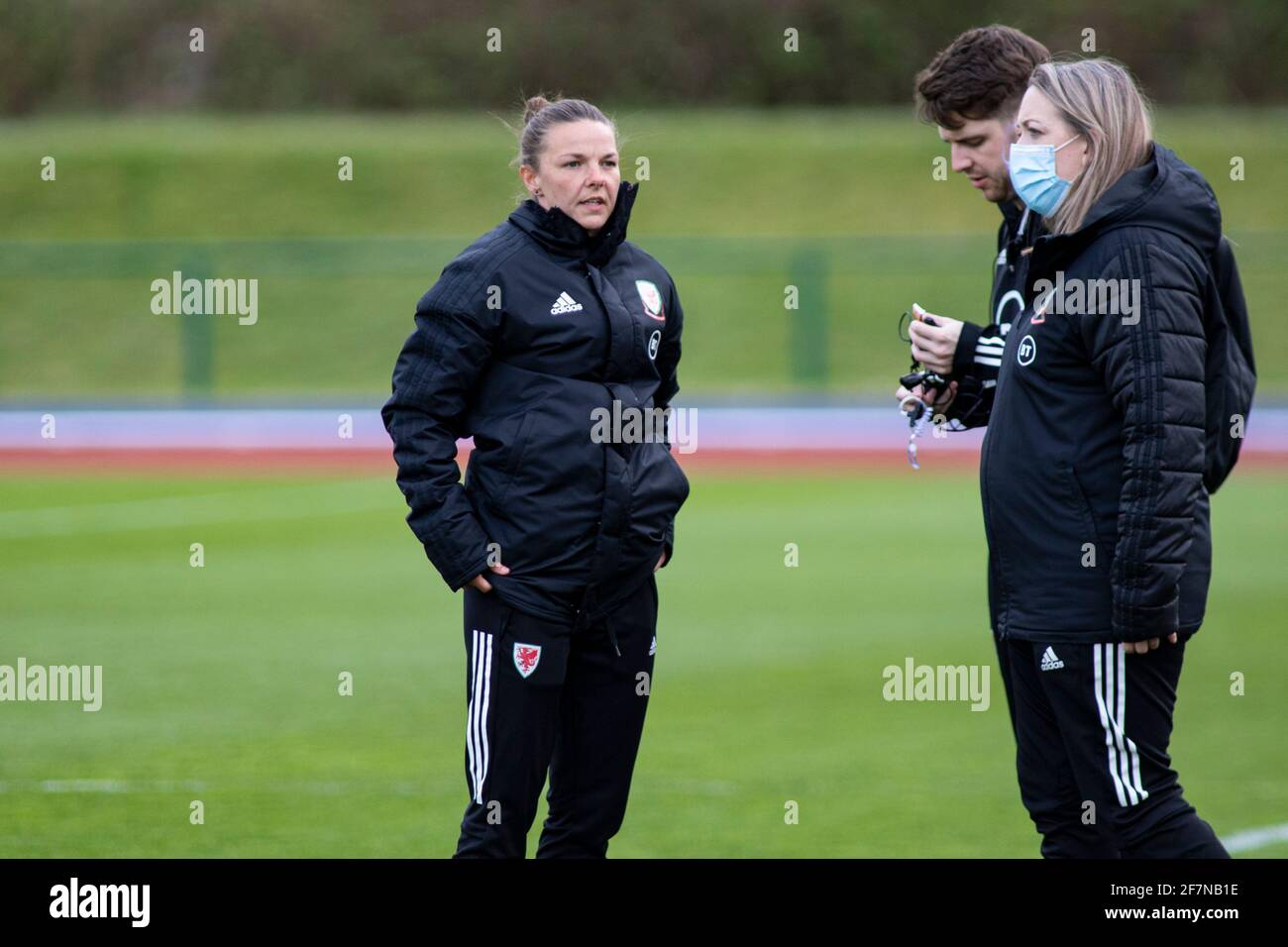 Wles Women coach Loren Dykes during training Wales v Canada MD1 ...