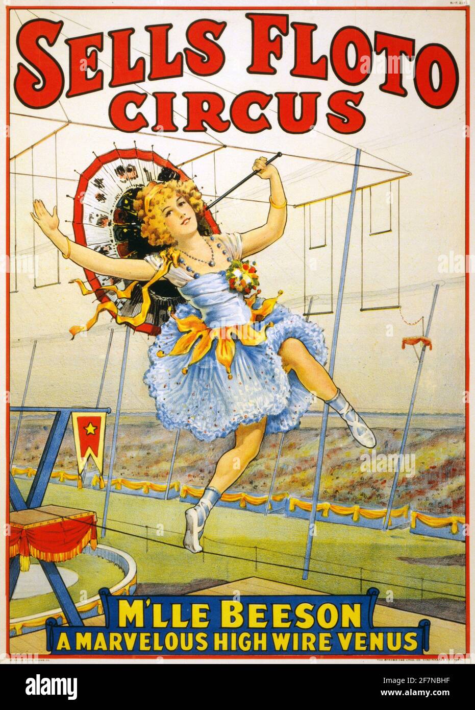 A vintage circus poster for Sells Floto Circus with Madamoiselle Beeson ...