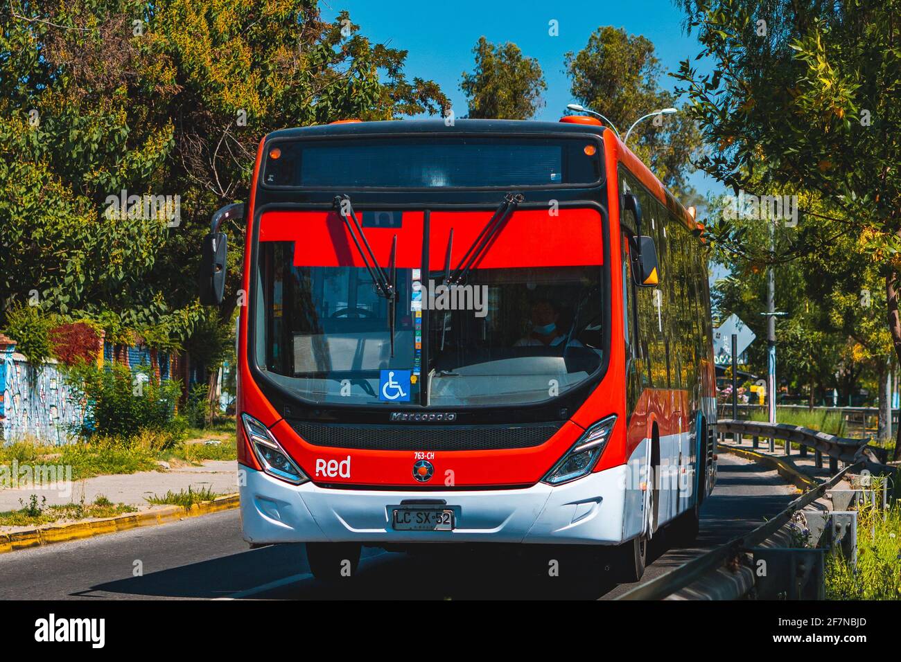 Santiago, Chile - February 2021: A Transantiago bus in Santiago Stock ...