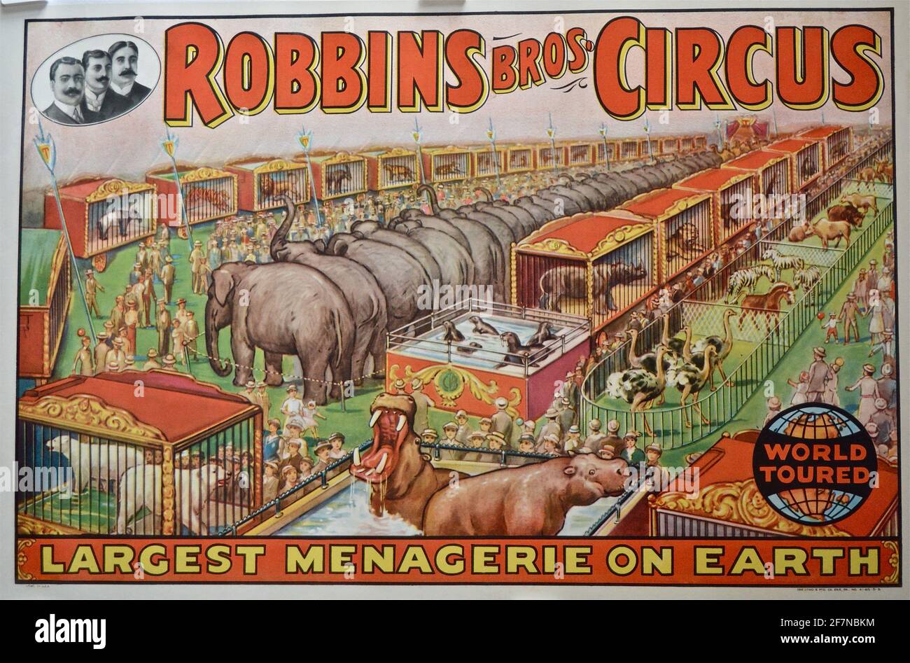A vintage circus poster for Robbins Brothers Circus with the Largest ...