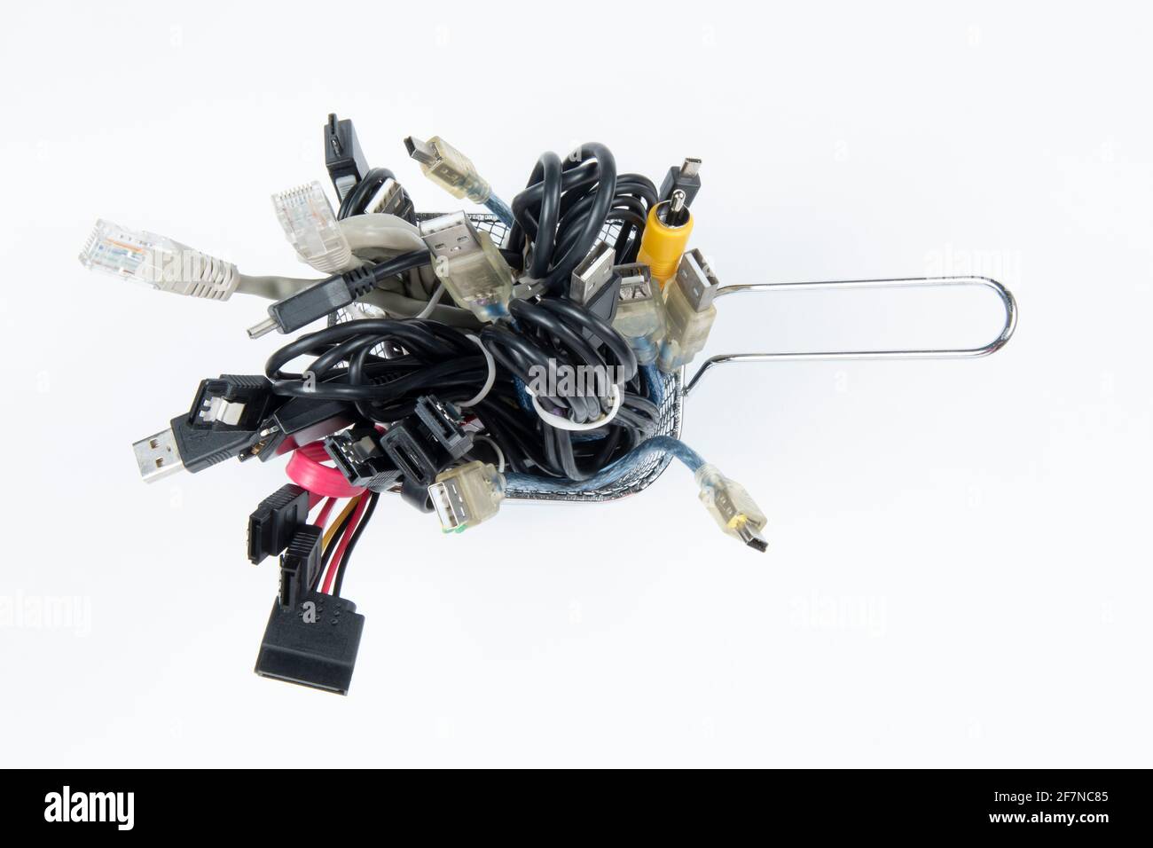 technological waste that remains in residence as computer cables Stock ...