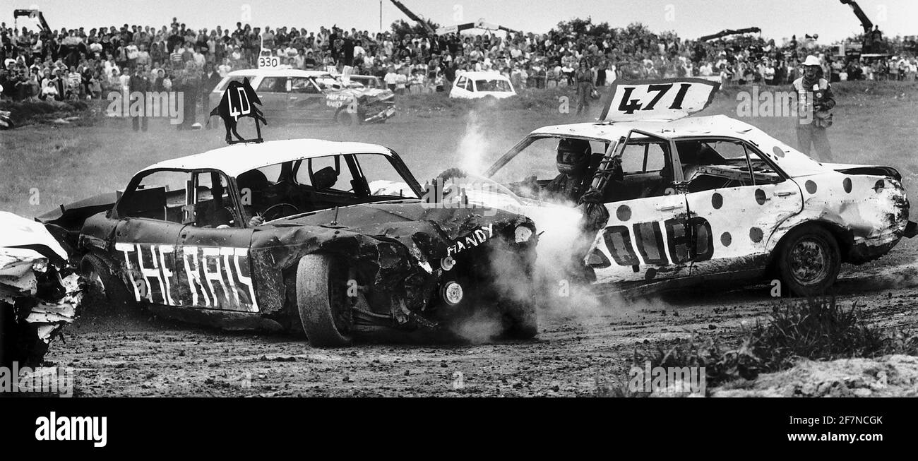 Bangers racing at Smallfield Raceway Surrey May 1990Neil Marriott team ...