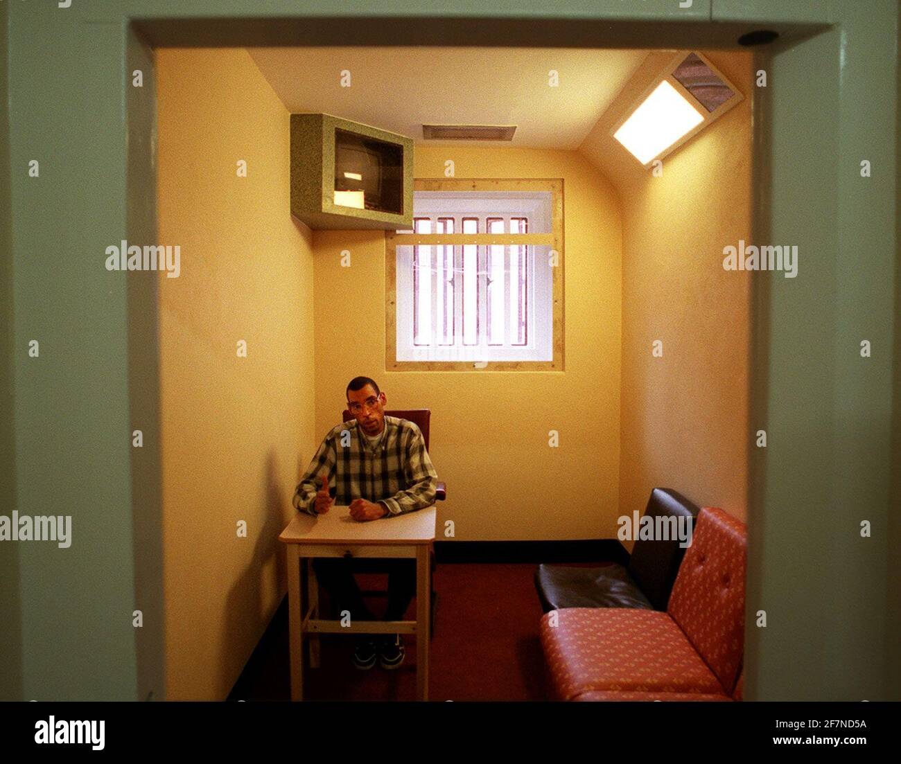 Derek Bradley, an inmate and a listener at Belmarsh Prison, in one of ...