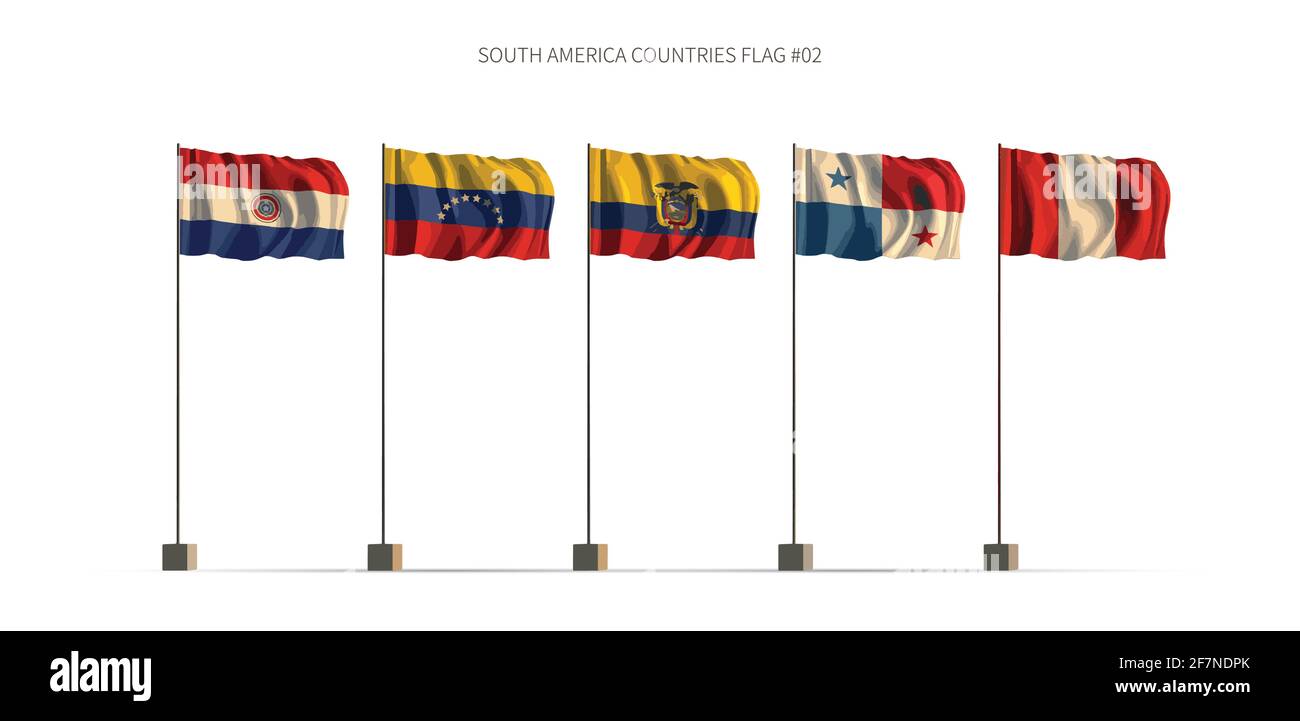 South america flag. Latin america countries flag series 3d illustration ...