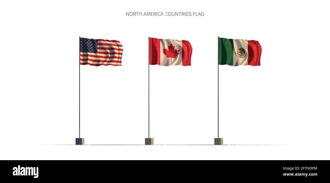 North america flag. north american countries flag series 3d ...