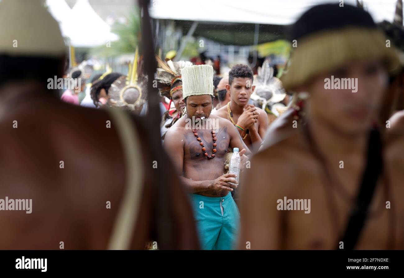 salvador, bahia / brazil - May 7, 2019: Indigenous of Bahia tribe are ...