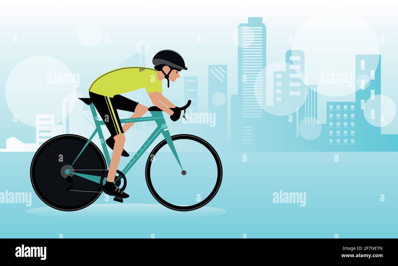 Man riding a route bicycle - Vector illustration Stock Vector Image ...