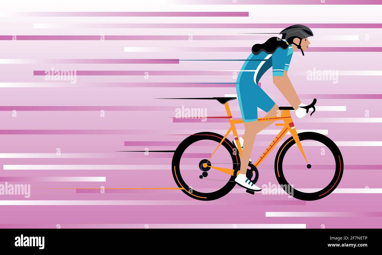 Woman riding a route bicycle - Vector illustration Stock Vector Image ...