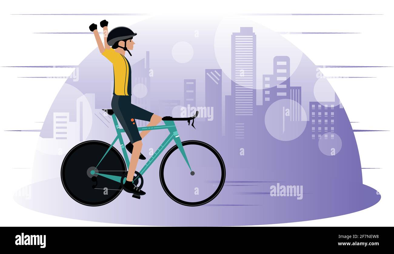 Man riding a route bicycle - Vector illustration Stock Vector Image ...