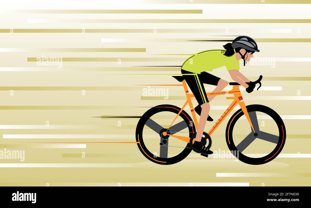 Woman riding a route bicycle - Vector illustration Stock Vector Image ...