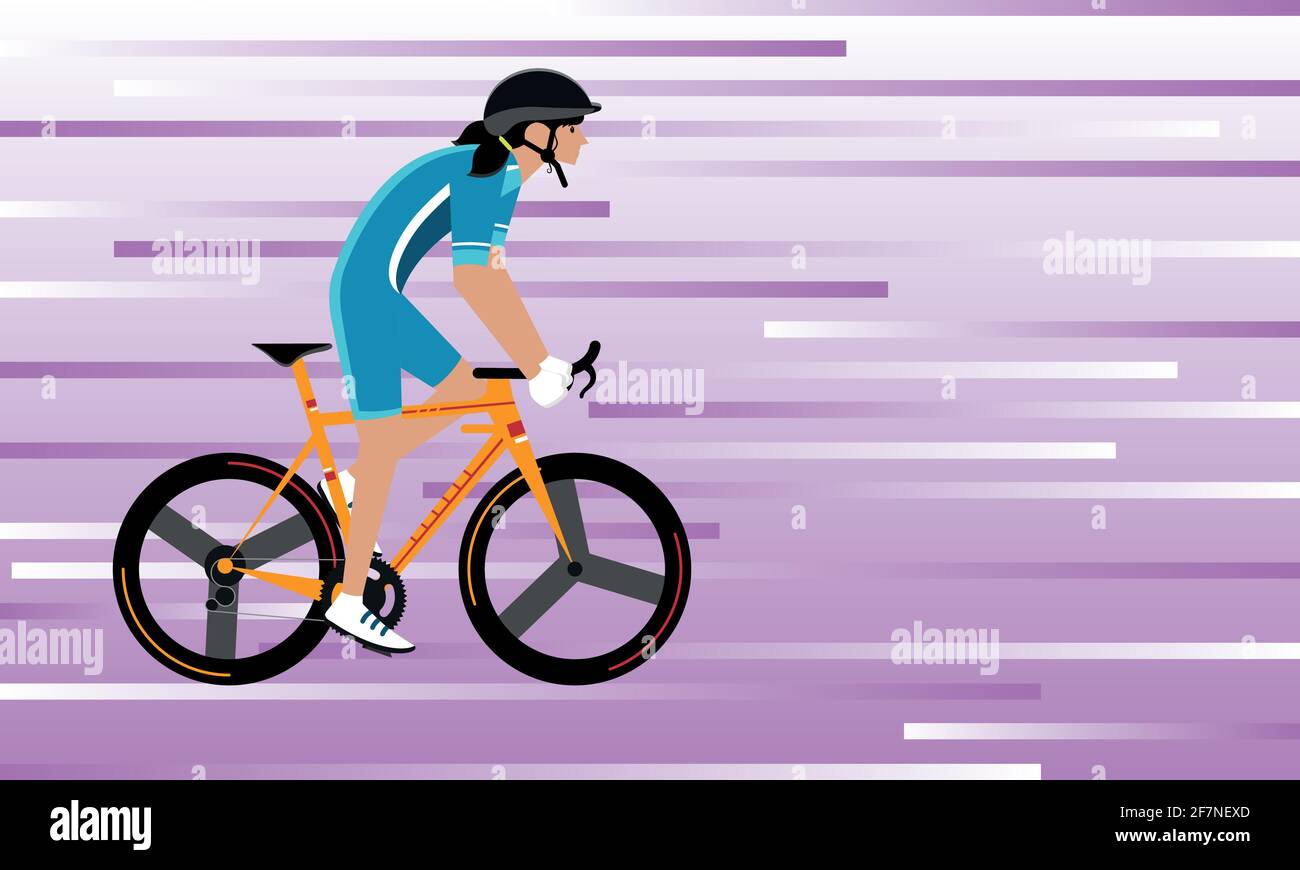 Woman riding a route bicycle - Vector illustration Stock Vector Image ...